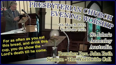 07 March 2021 Evening Service St John S Annerley Presbyterian Church