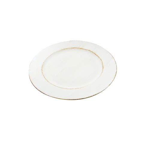 Decoração Sousplat de Plástico Opala Platinado 33cm Branco Maravilhas