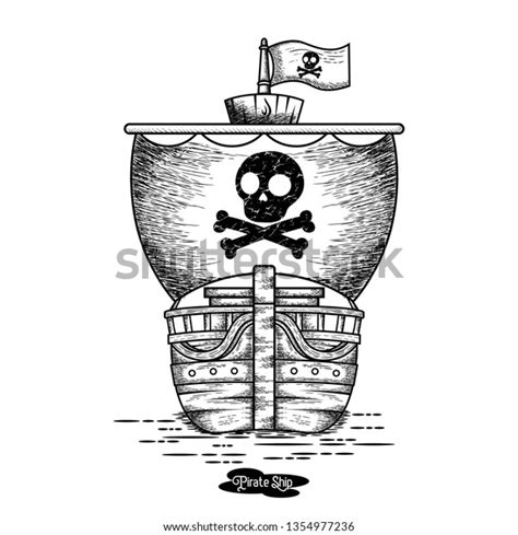 Pirate Ship Hand Drawn Vector Illustration Stock Vector Royalty Free