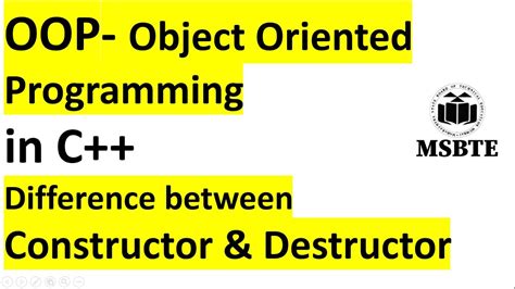 destructor and difference between constructor and destructor oop youtube