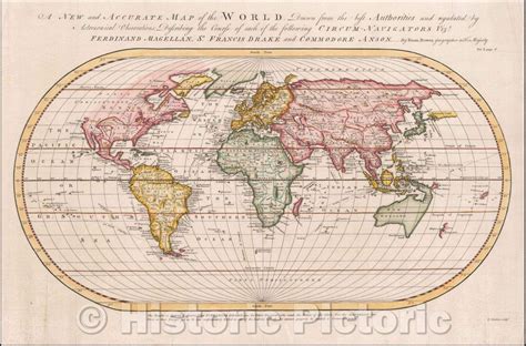 Historic Map A New And Accurate Map Of The World 1744 Emanuel Bowen