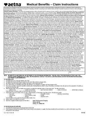 Fillable Online Aetna Medical Benefits Claim Form Instructions Fax