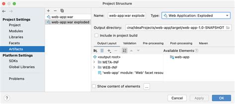configure web application deployment intellij idea