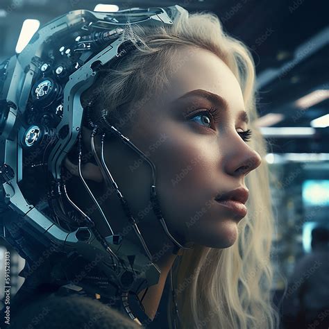 Cyberpunk Scifi Gaming And Robot Woman For Fantasy Character Digital