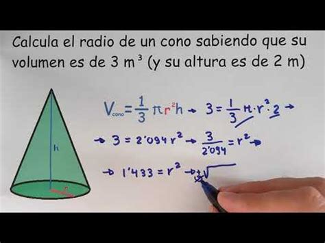 Calcular El Radio De Un Cono Sabiendo Su Volumen Y Altura YouTube
