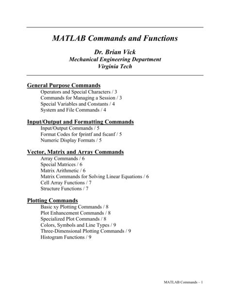 pdf matlab commands and functions