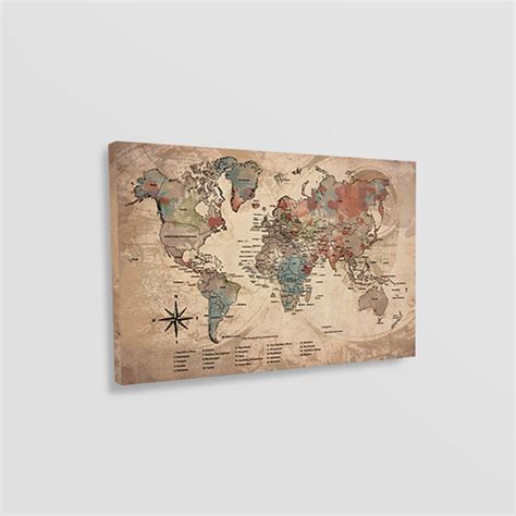 Cuadro Mapa Mundi Mapamundi Vintage Off Rbk Bm