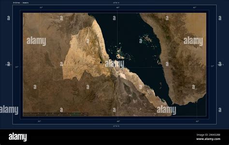 Eritrea Highlighted On A Low Resolution Satellite Map Map With The