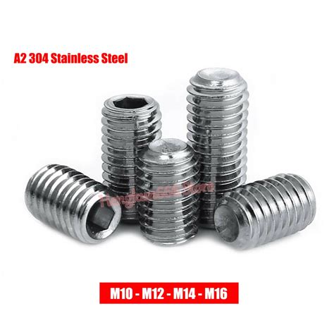 M10 M12 M14 M16 A2 304 Stainless Steel Grub Screws Cup Point Allen Hex