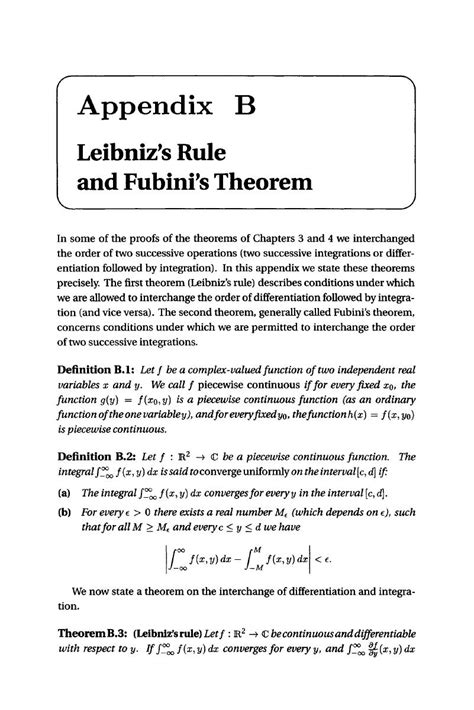leibniz s rule and fubinfs theorem appendix b fourier series and integral transforms