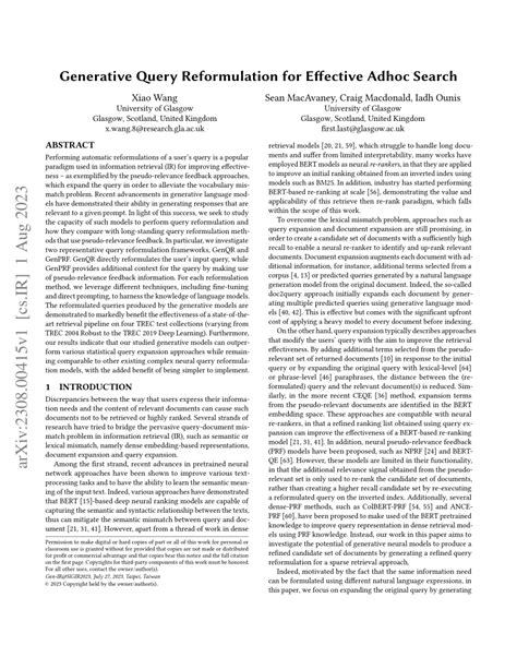 pdf generative query reformulation for effective adhoc search