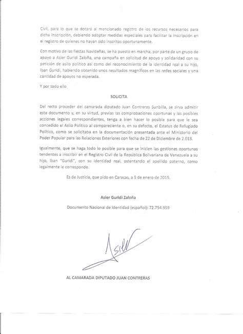 Carta De Testigo Para Asilo Politico