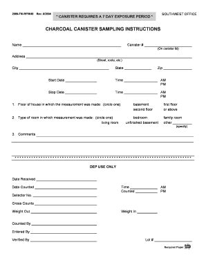 Fillable Online Elibrary Dep State Pa Charcoal Canister Sampling