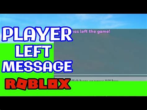 How To Make A Player Left Chat Message In ROBLOX STUDIO YouTube