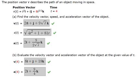 solved the position vector r describes the path of an object
