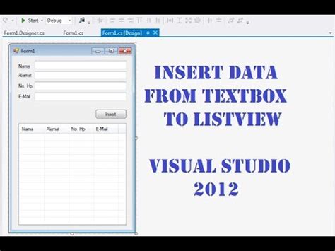 Entry Data From Textbox To Listview Visual Studio 2012 YouTube