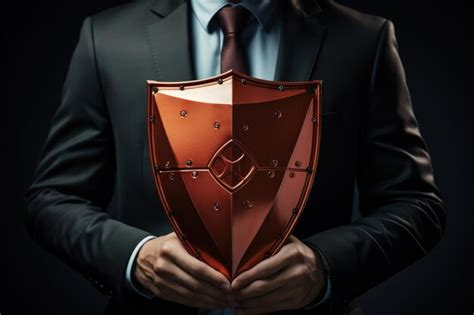 Premium AI Image Businessman Holding Shield Protect Icon