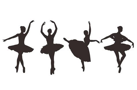 Bailarina Silueta Ballet Baile Pose Icono Blanco Fondo Vector Premium