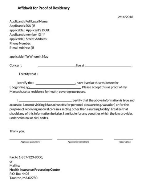 20 Free Affidavit Proof Of Residency Letter Templates