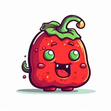 Una ilustración de dibujos animados de un pimiento rojo Foto Premium