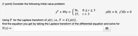 solved consider the following initial value