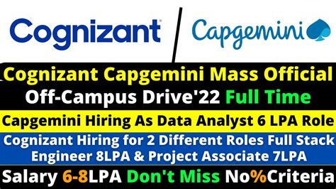 Cognizant Capgemini Official Off Campus Drive 2022 2021 2020 2019
