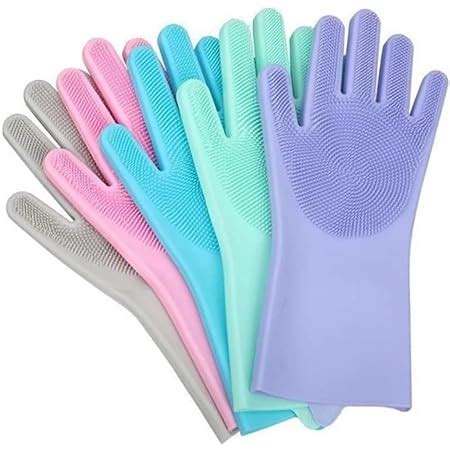 Cartshopper Dishwashing Gloves With Wash Scrubber Magic Silicone