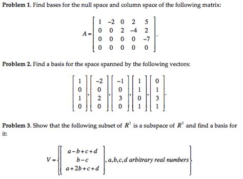 solved find bases for the null space and column space of the