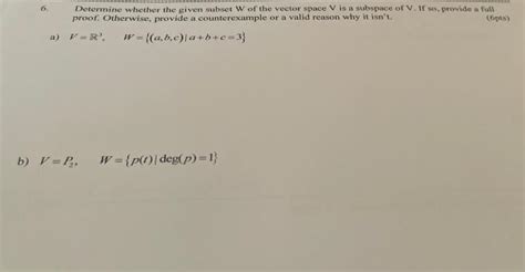 solved determine whether the given subset w of the vector