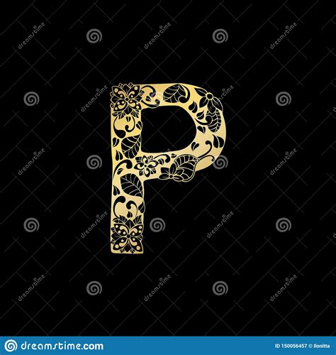 Fuente Ornamental De Oro De La Letra P Del Alfabeto Ilustración del