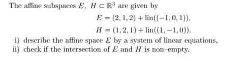 solved the affine subspaces e h cr3 are given by e