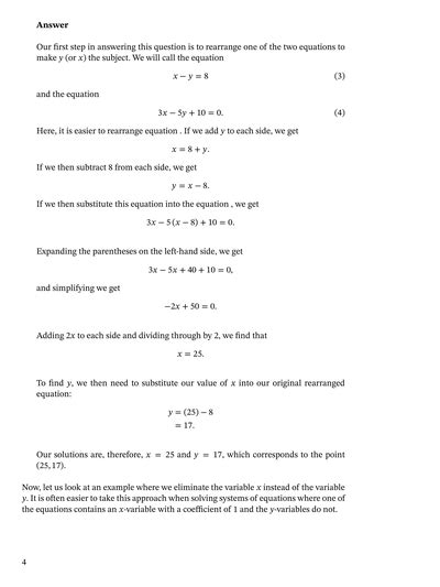 lesson solving systems of linear equations using substitution nagwa