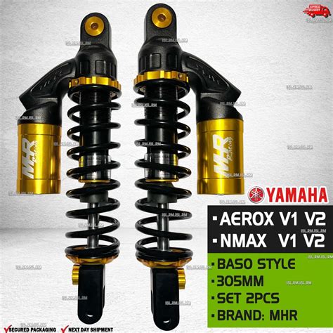 Yamaha NMAX AEROX V1 V2 Rear Shock Absorbers 2pcs With Baso Style GOLD