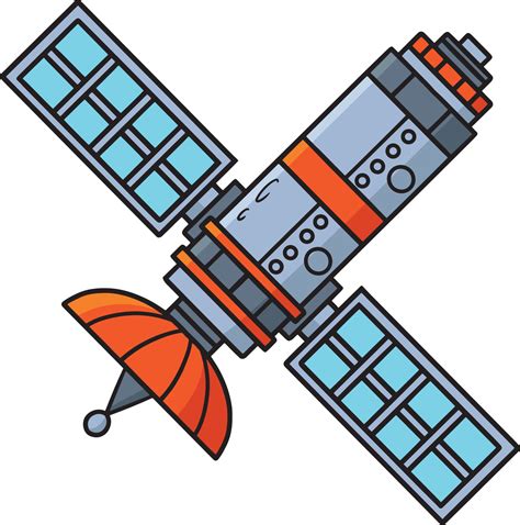 Espacio Sat Lite Dibujos Animados De Colores Clipart Vector En