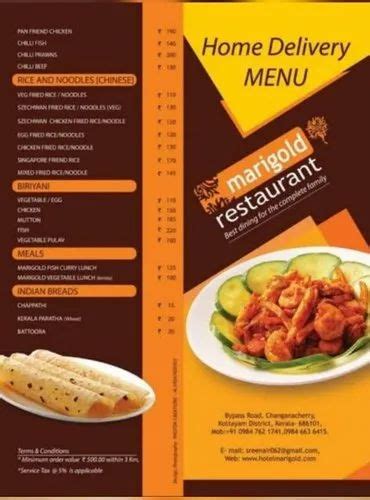Custom Choice Hotel Menu Card Printing Service In Idar Premium Paper