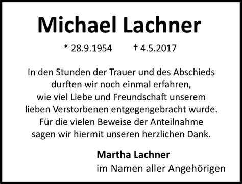 Traueranzeigen Von Michael Lachner Trauer Nn De