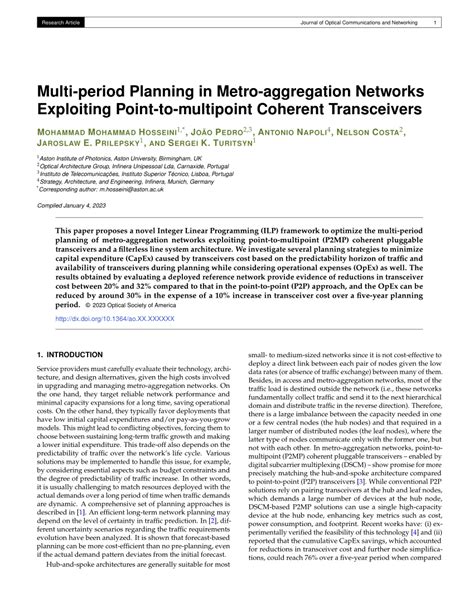 pdf multi period planning in metro aggregation networks exploiting point to multipoint