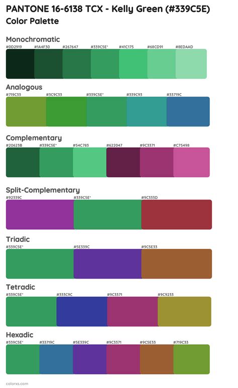 PANTONE 16 6138 TCX Kelly Green Color Palettes Colorxs