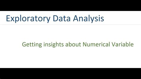 eda univariate numerical variables youtube