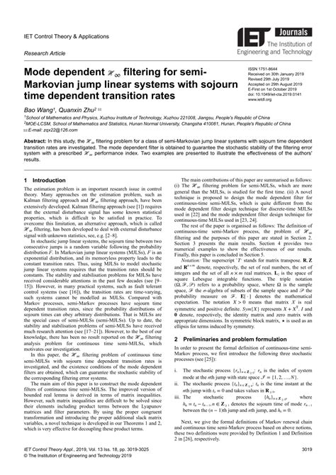 mode dependent h∞ filtering for semi markovian jump linear systems with sojourn time dependent