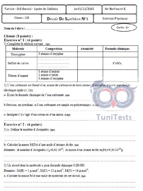 Devoir De Synthese N Corrig