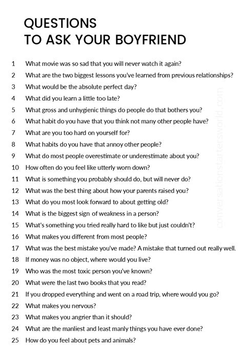 Top 50 Best Cute Questions To Ask Your Boyfriend To Spur Conversation