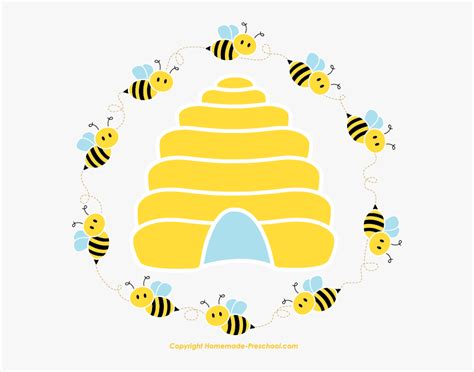 Honey Bee And The Hive Clipart