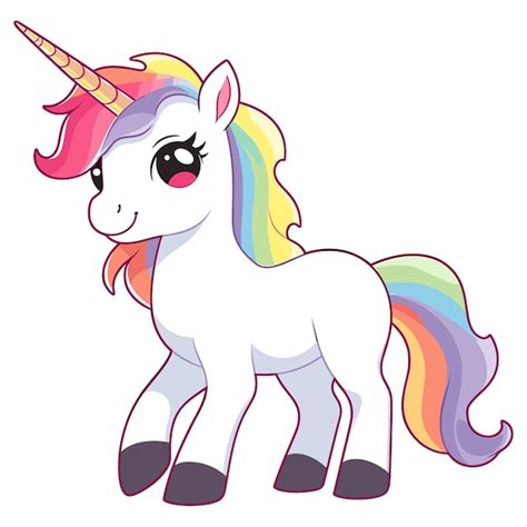 Lindo Unicornio Arcoiris Vector Premium