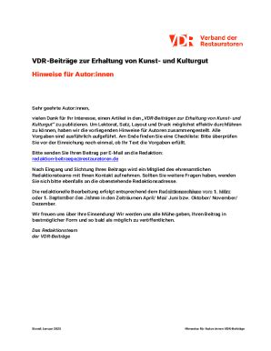 Ausfüllbar Online und Kulturgut Hinweise fr Autor innen Fax Email