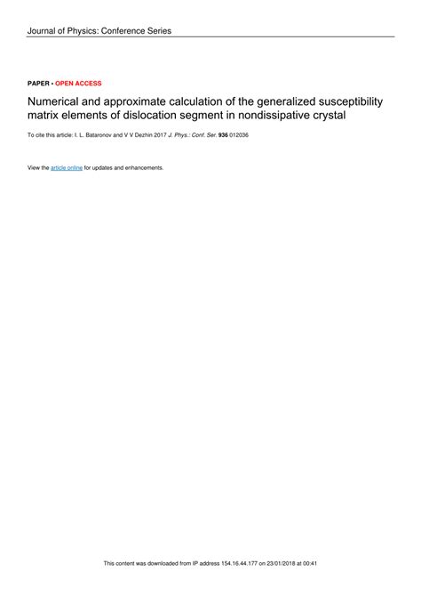 pdf numerical and approximate calculation of the generalized susceptibility matrix elements of