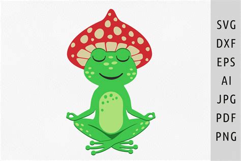 Frog Meditation Svg Frog Mushroom Hat Graphic By Julia S Digital