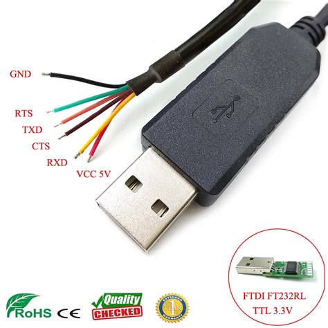 5mtr 3mtr Ftdi Ft232r Usb Uart Ttl Wire End Cable 3 3v Level Pc