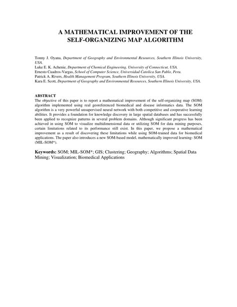 pdf a mathematical improvement of the self organizing map algorithm
