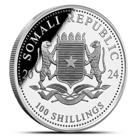 2024 1 Oz Silver Somalia African Wildlife Leopard Coins BU Silver